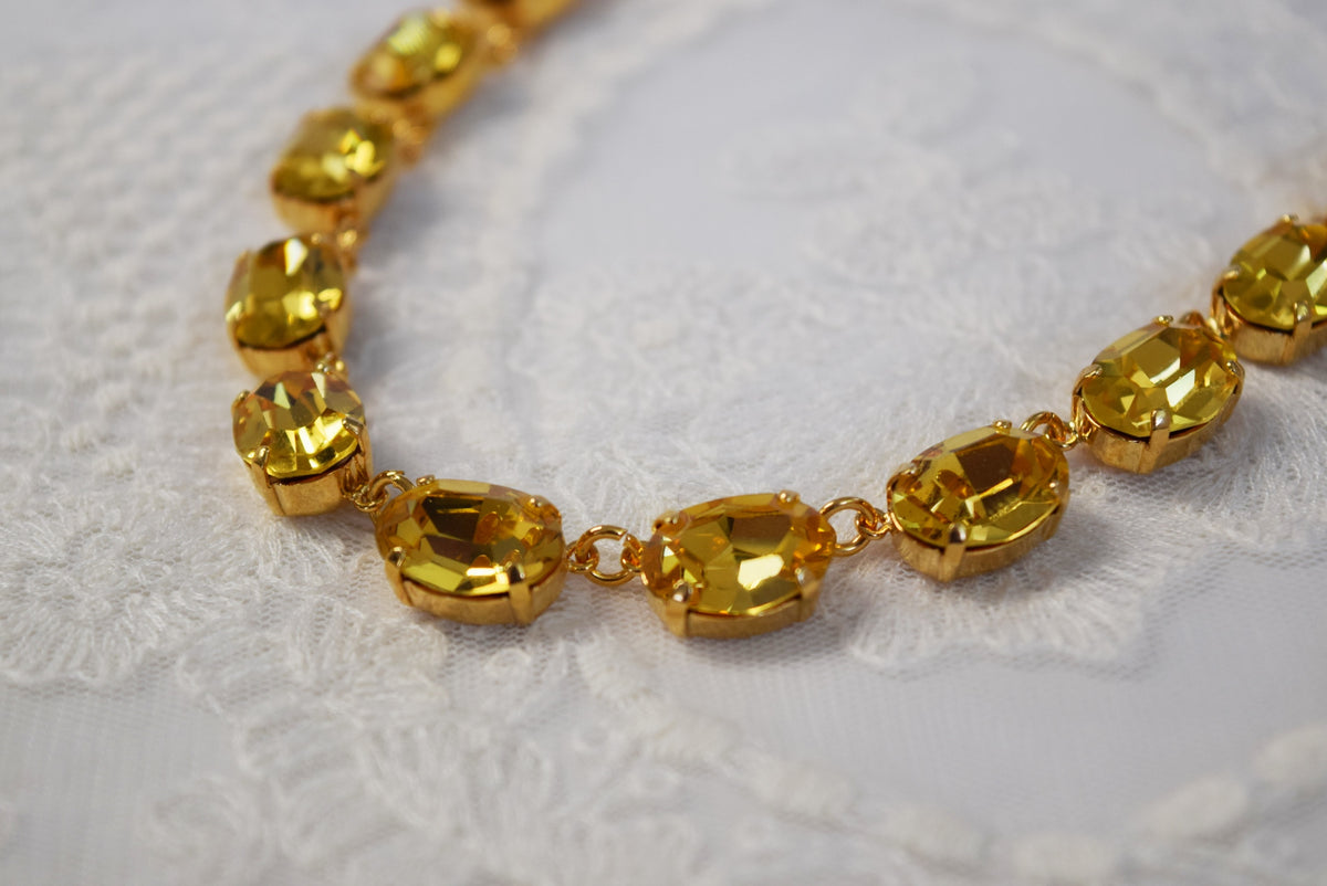 Golden Yellow Swarovski Crystal Necklace - Medium Oval – Dames a la Mode