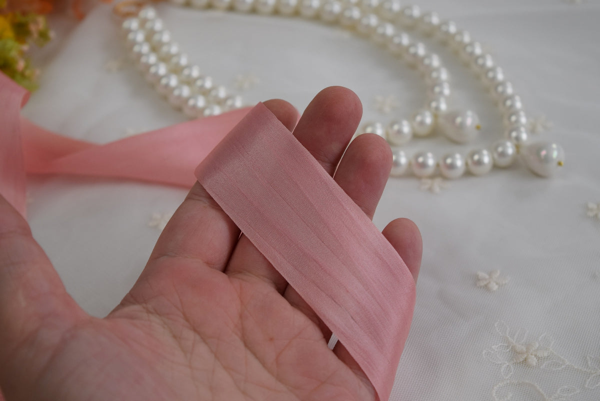 Silk Ribbon - Light Pink - 1.25" Wide - By the Yard – Dames a la Mode