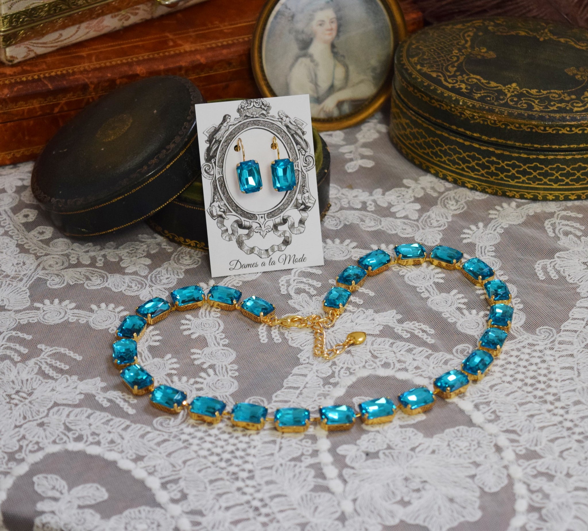 Aqua blue necklace store