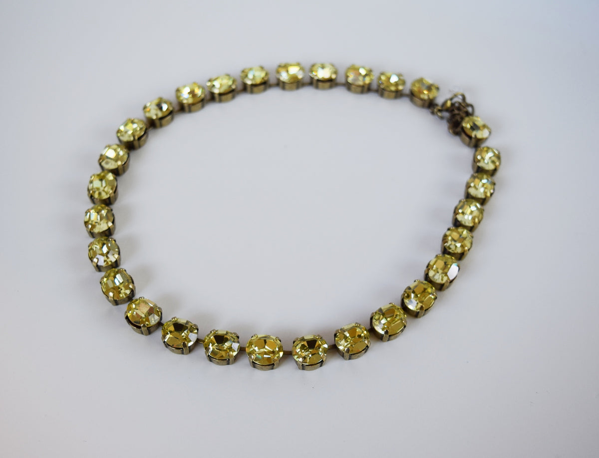 Citrine Yellow Swarovski Crystal Collet Necklace - Small Oval – Dames a ...