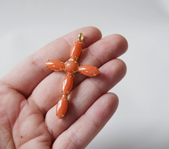 Coral Cross Pendant or Necklace – Dames a la Mode